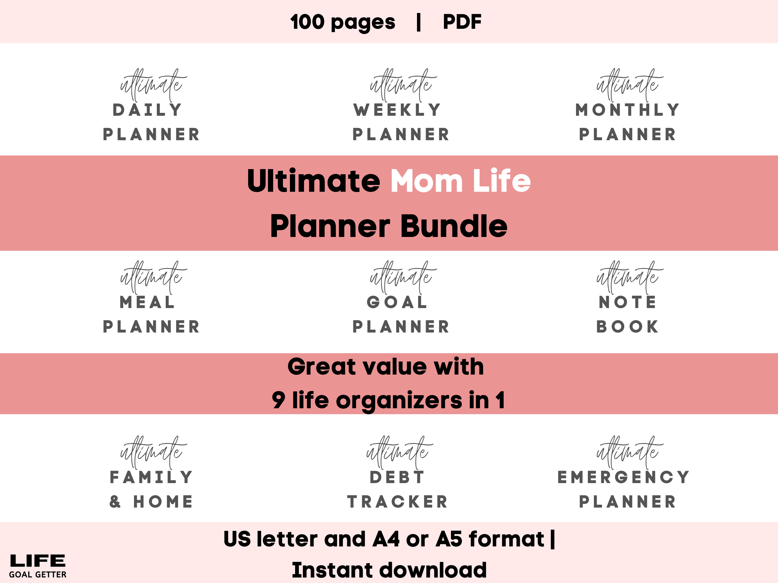 Ultimate Mum/Mom Life Planner Bundle - Life Goal Getter